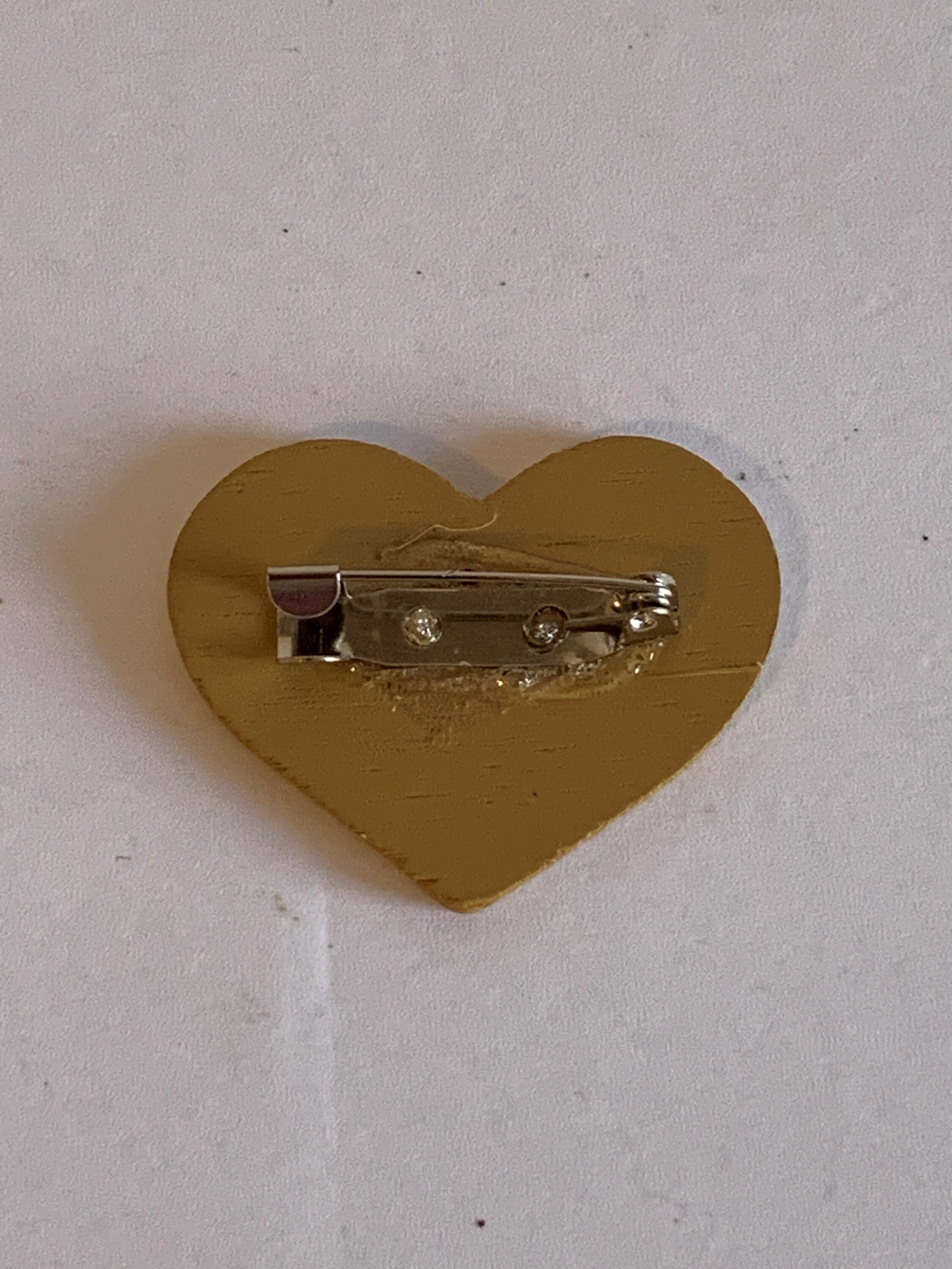 Vintage Handmade pin Wooden Pin Handmade Heart Pin Wooden | Etsy