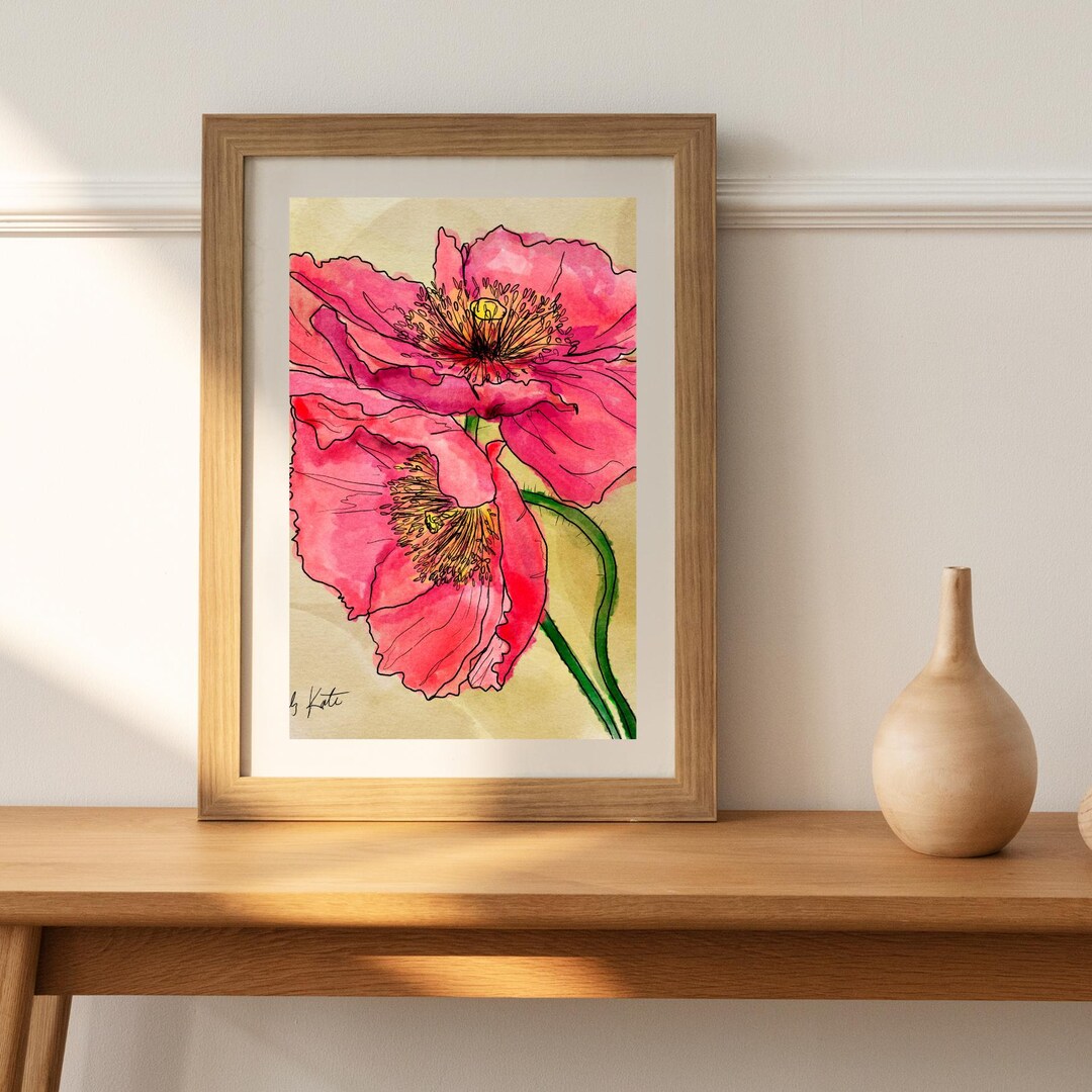 Pink Poppy Painting Glicee Print - Etsy