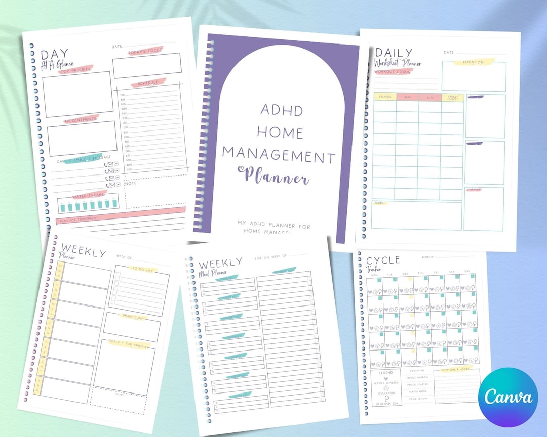 ADHD Digital Home Management Planner Canva and Goodnotes Compatible ...