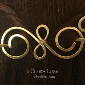 Brass Scroll Hair Stick Barrette Small Gold Hair Clip Long - Etsy