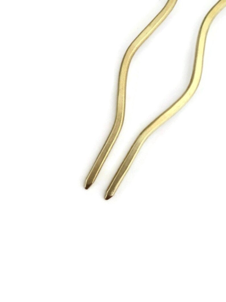 Gold Hair Fork for MEDIUM Thickness Hair Wavy Bun Holder U | Etsy