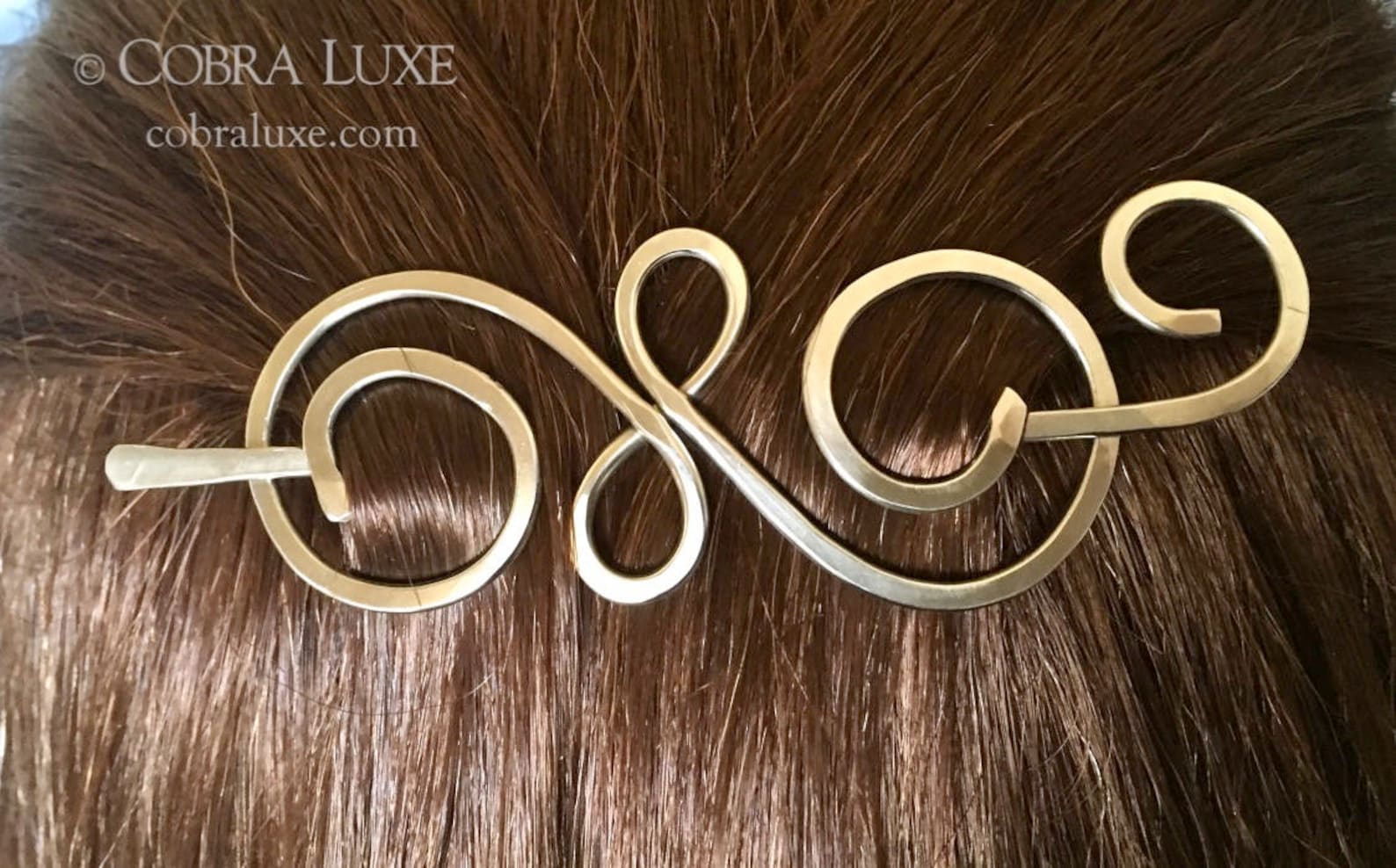 Brass Scroll Hair Stick Barrette Small Gold Hair Clip Long | Etsy