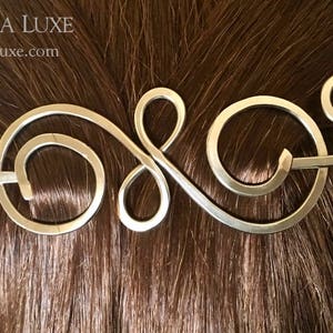 Brass Scroll Hair Stick Barrette Small Gold Hair Clip Long - Etsy