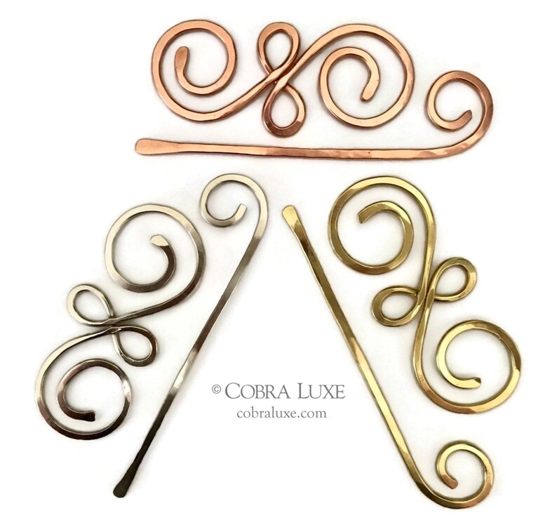 Brass Scroll Hair Stick Barrette Small Gold Hair Clip Long | Etsy