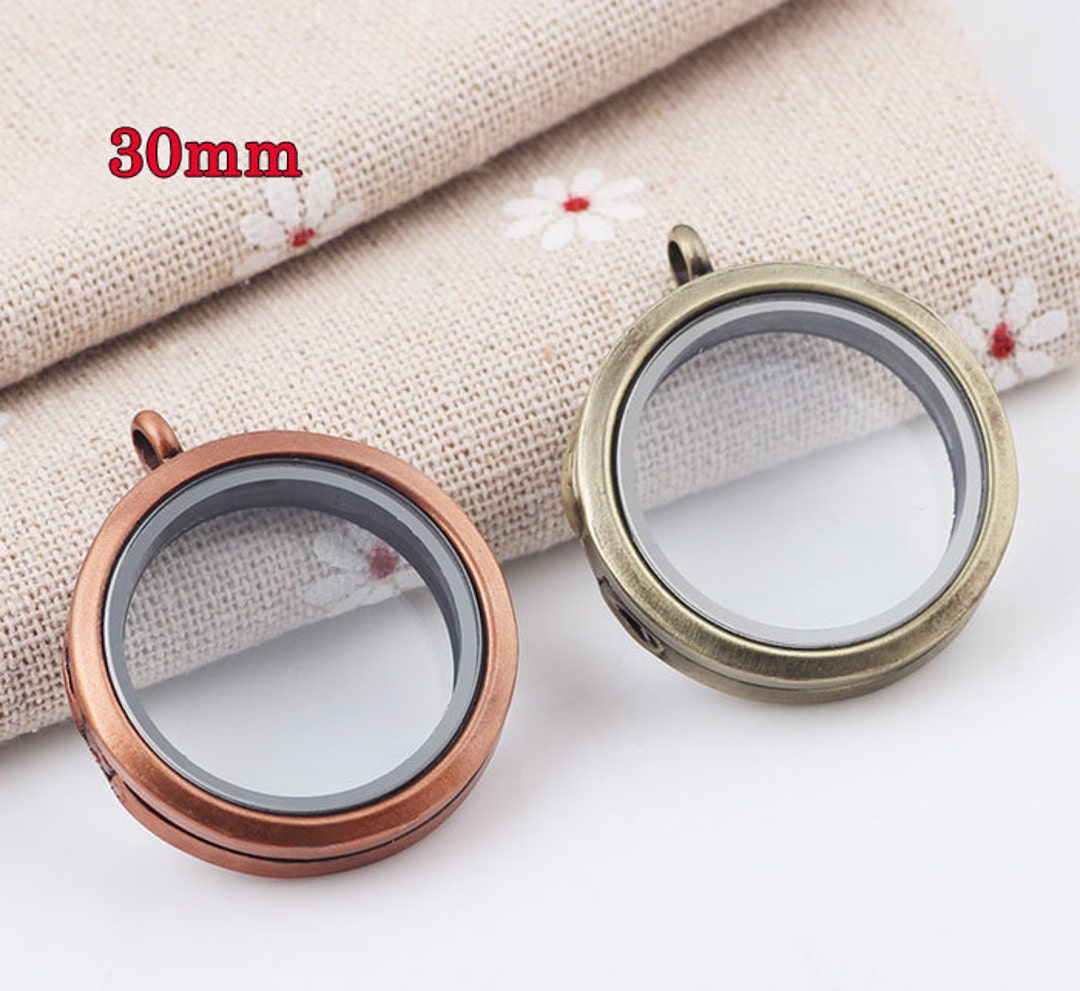 30mm Round Shape Floating Glass Locket ,magnet Closure Locket ...