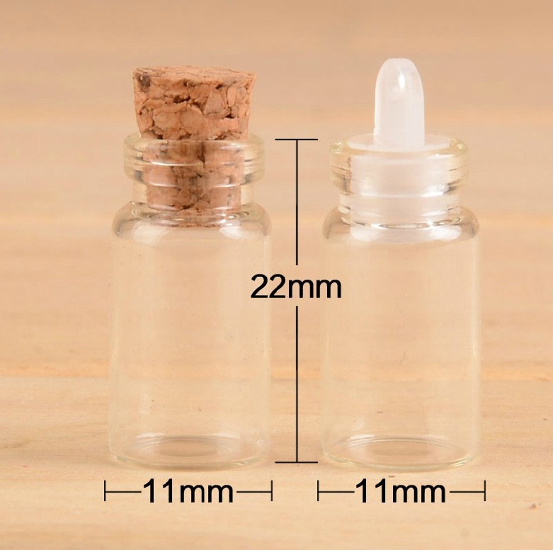10PCS 22x11mm Glass Vials With Cork Eye Hook & Plastic Stopper(mini ...