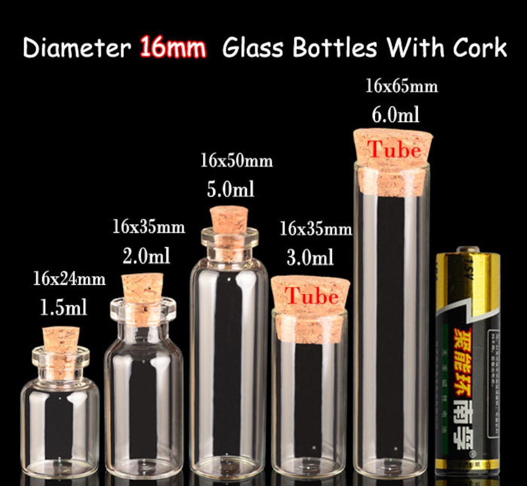 10PCS 16MM Diameter Mini Glass Bottles Tube,various Volume（1.5ml,2.0ml ...