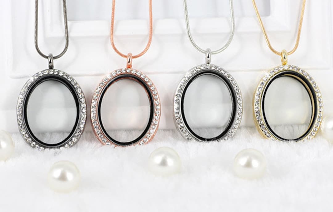 26x32 Oval Floating Locket Pendant,fashion Magnet Closure Locket ...