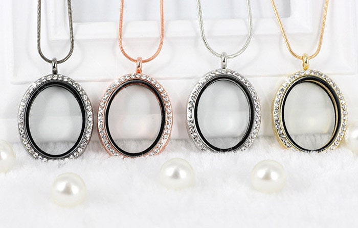 26x32 Oval Floating Locket Pendant,fashion Magnet Closure Locket ...