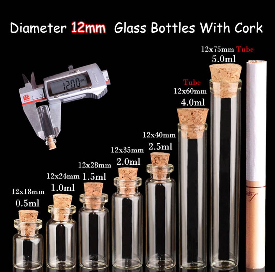 10PCS 12MM Diameter Mini Glass Bottles Tube,various Volume（0.5ml,1.0ml ...
