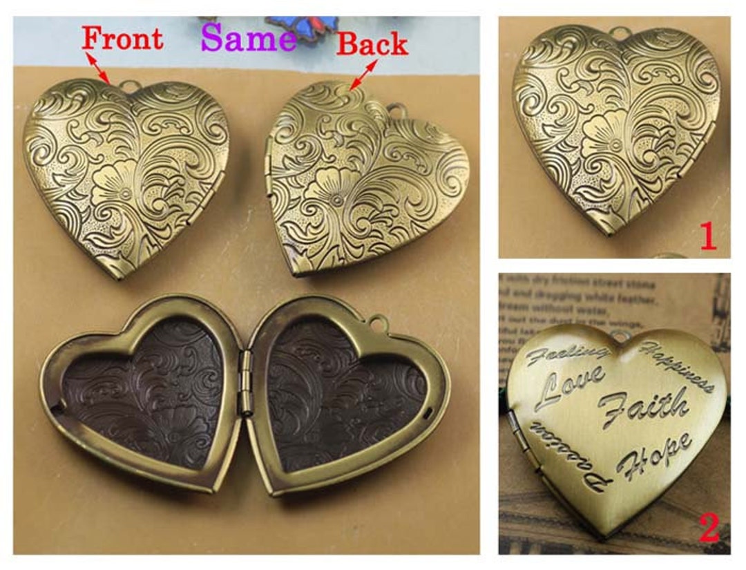 5pcs 40MM same Patterns Front&back Heart Locket carve - Etsy