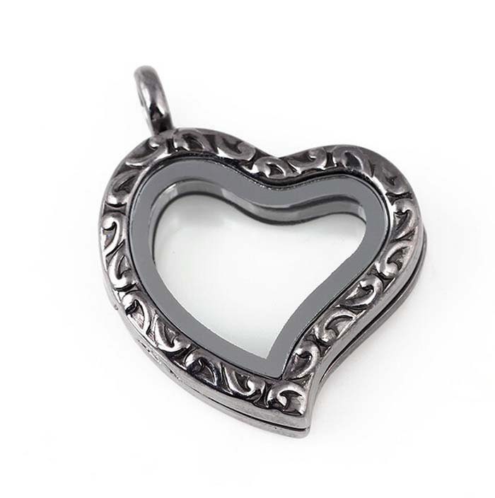 30mm Heart Carve figure Floating Locket Pendant | Etsy