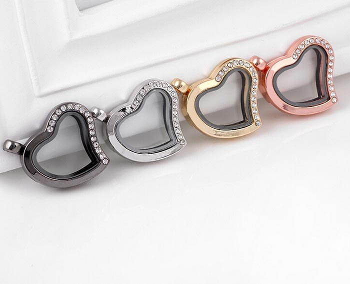 30mm Heart Half Rhinestones Floating Locket - Etsy