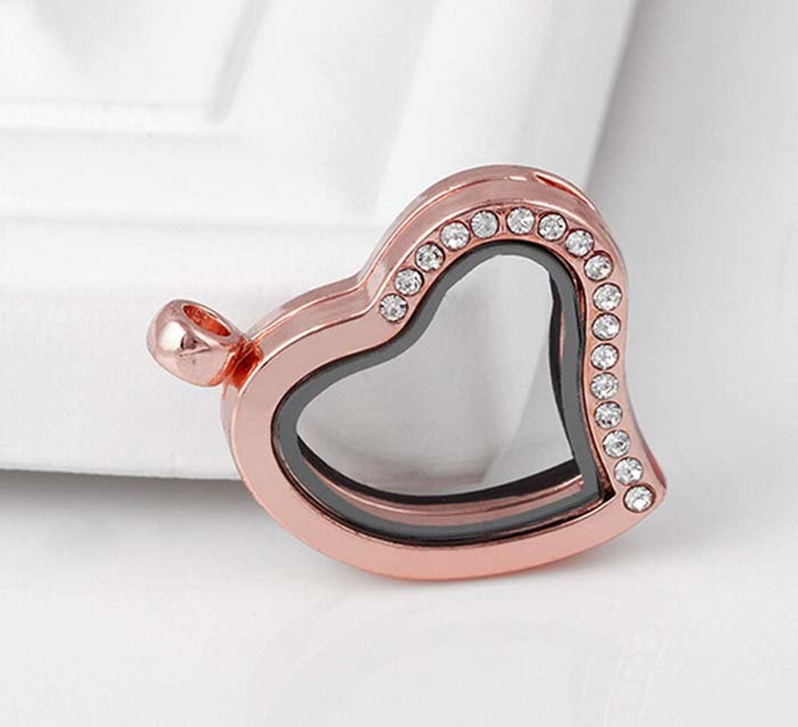 30mm Heart Half Rhinestones Floating Locket - Etsy