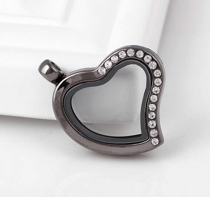 30mm Heart Half Rhinestones Floating Locket - Etsy
