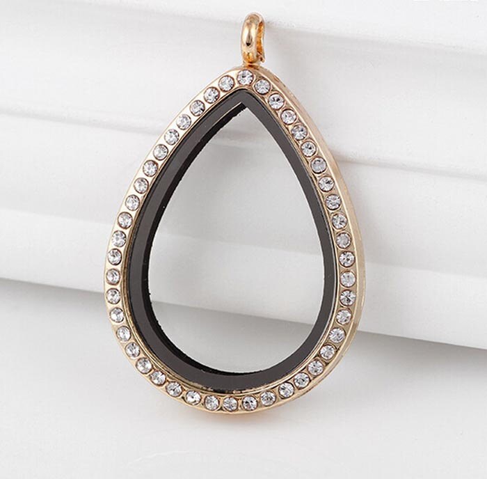 31x40mm Tear Drop Floating Locket Pendant With Rhinestones - Etsy