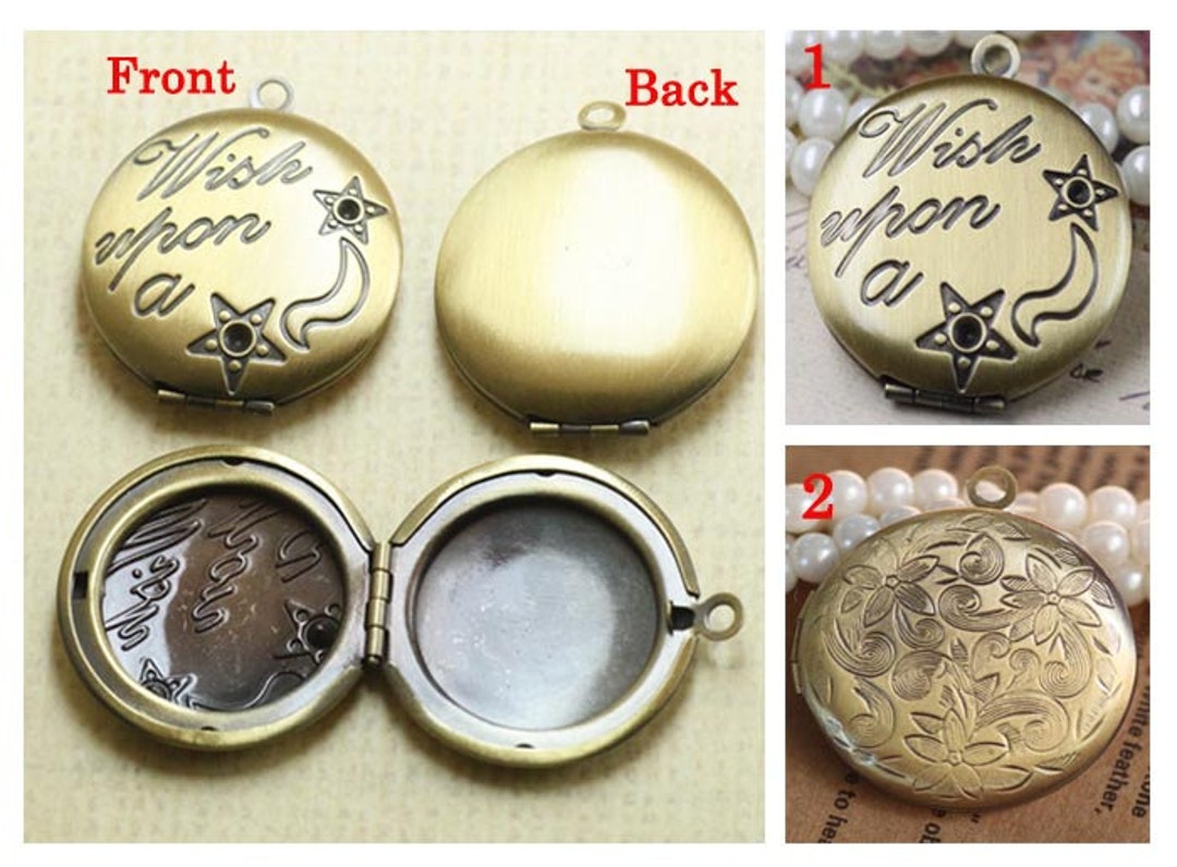 10pcs 25MM/27MM Round Carve Flower / Words Blank Photo Locket,bronze ...