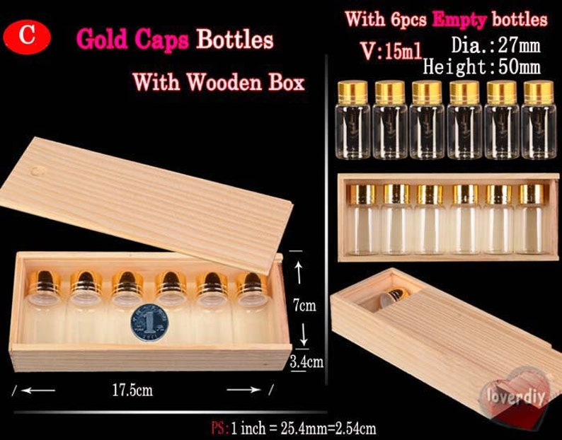 Wooden Boxa Set6pcs DIY Wishing Aluminum/gold/cork Caps - Etsy