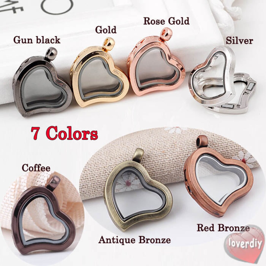 30mm Heart Smooth Floating Glass Locket ,7 Colors Magnet Locket ...