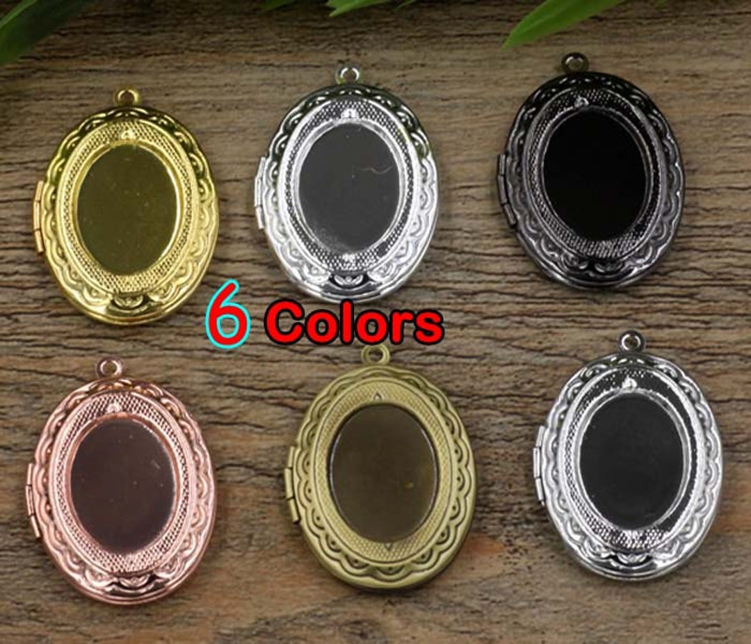 10pcs 22x29mm(inner Pad 18x13mm) Oval Locket,carve Flower Blank Photo ...
