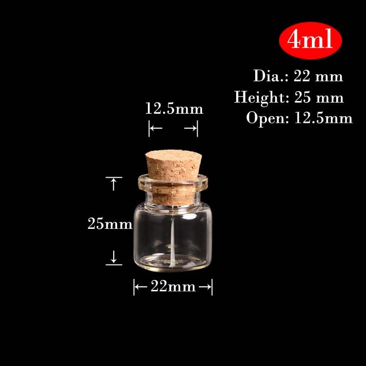 10PCS Diameter 22MM Mini Glass Bottles in Various Volume（4ml,5ml,6ml ...