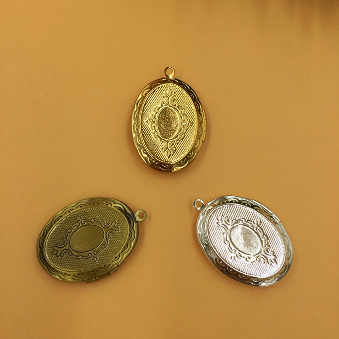 10pcs 33x23mm Oval Locket ,carve Flower/cross Blank Photo Locket,photo ...