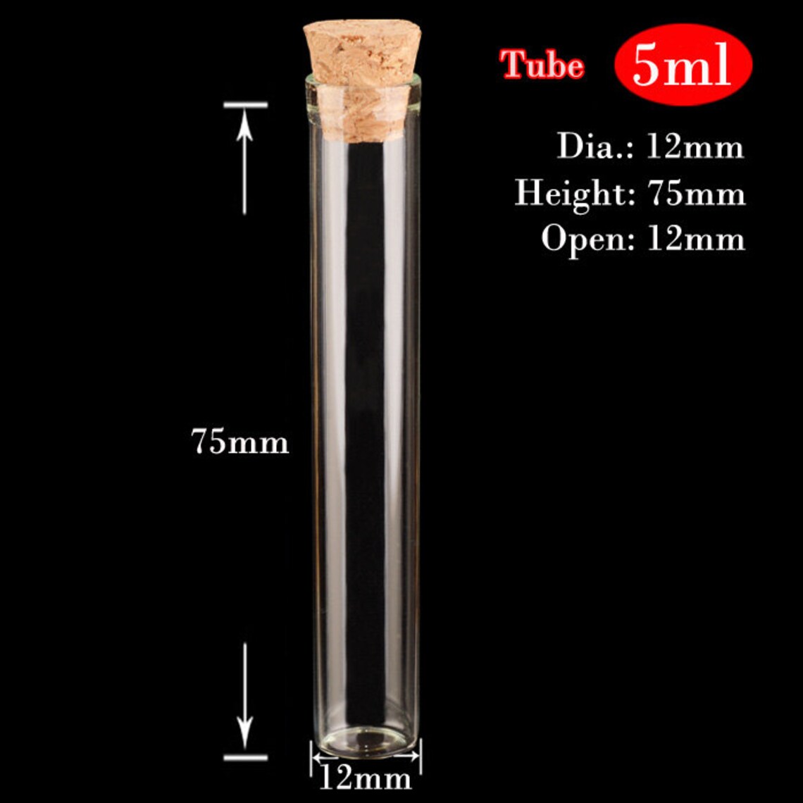 10PCS 12MM Diameter Mini Glass Bottles Tube,various Volume（0.5ml,1.0ml ...