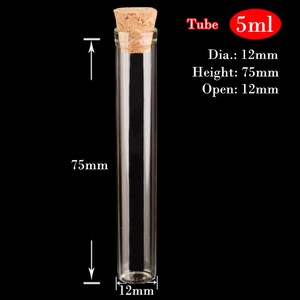 10PCS 12MM Diameter Mini Glass Bottles Tube,various Volume（0.5ml,1.0ml ...