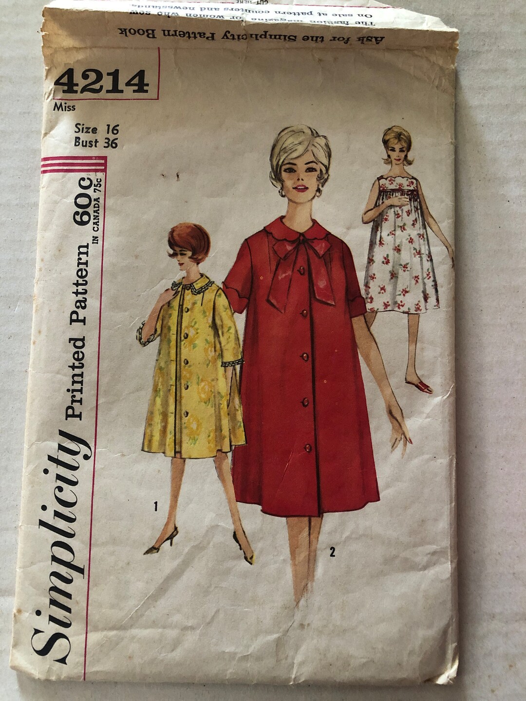 1960s Simplicity 4214 Nightgown and Robe - Size 16 - Etsy