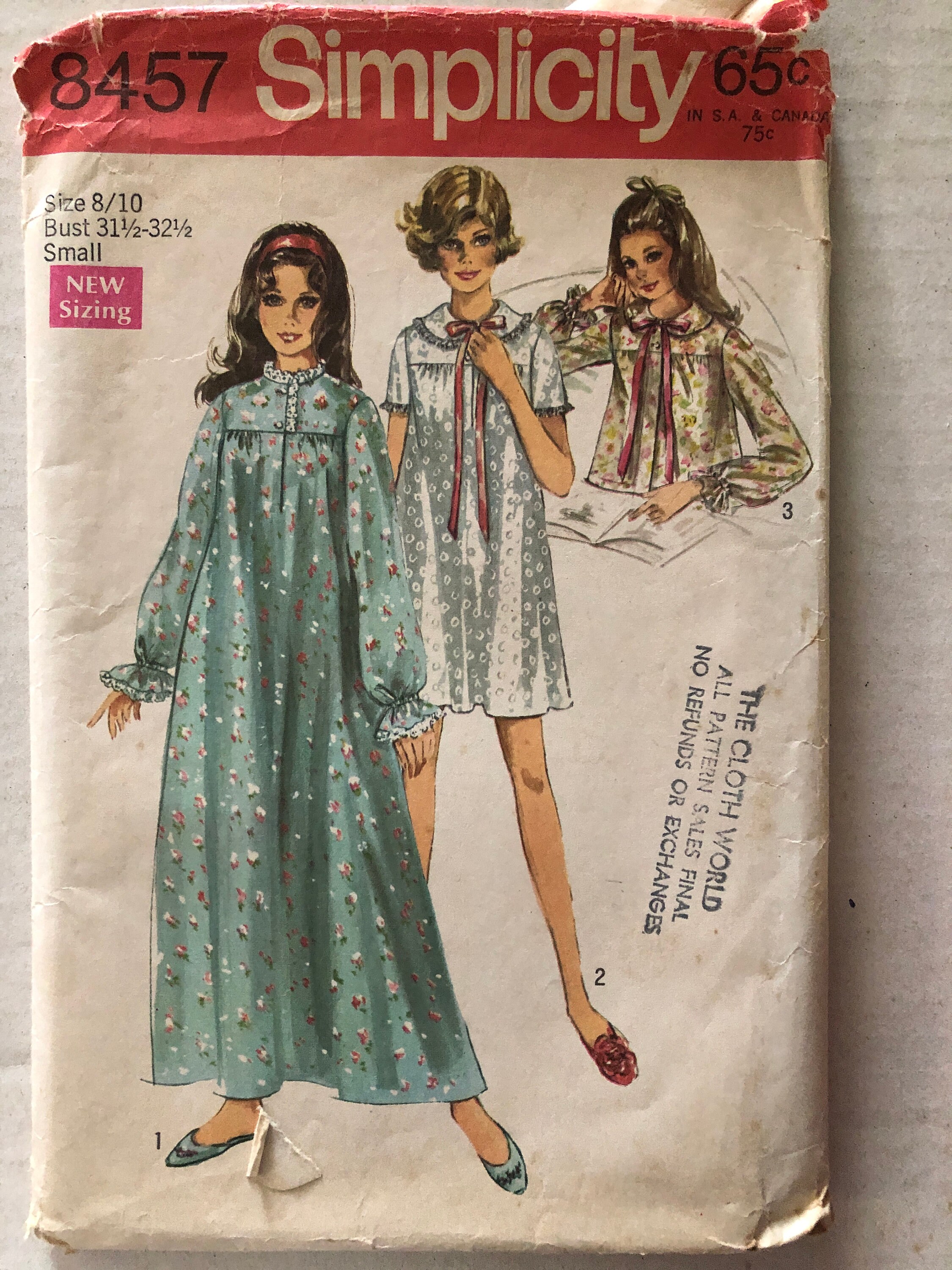1960s Simplicity 8457 Nightgown and Bed Jacket - Size 8/10 - Etsy