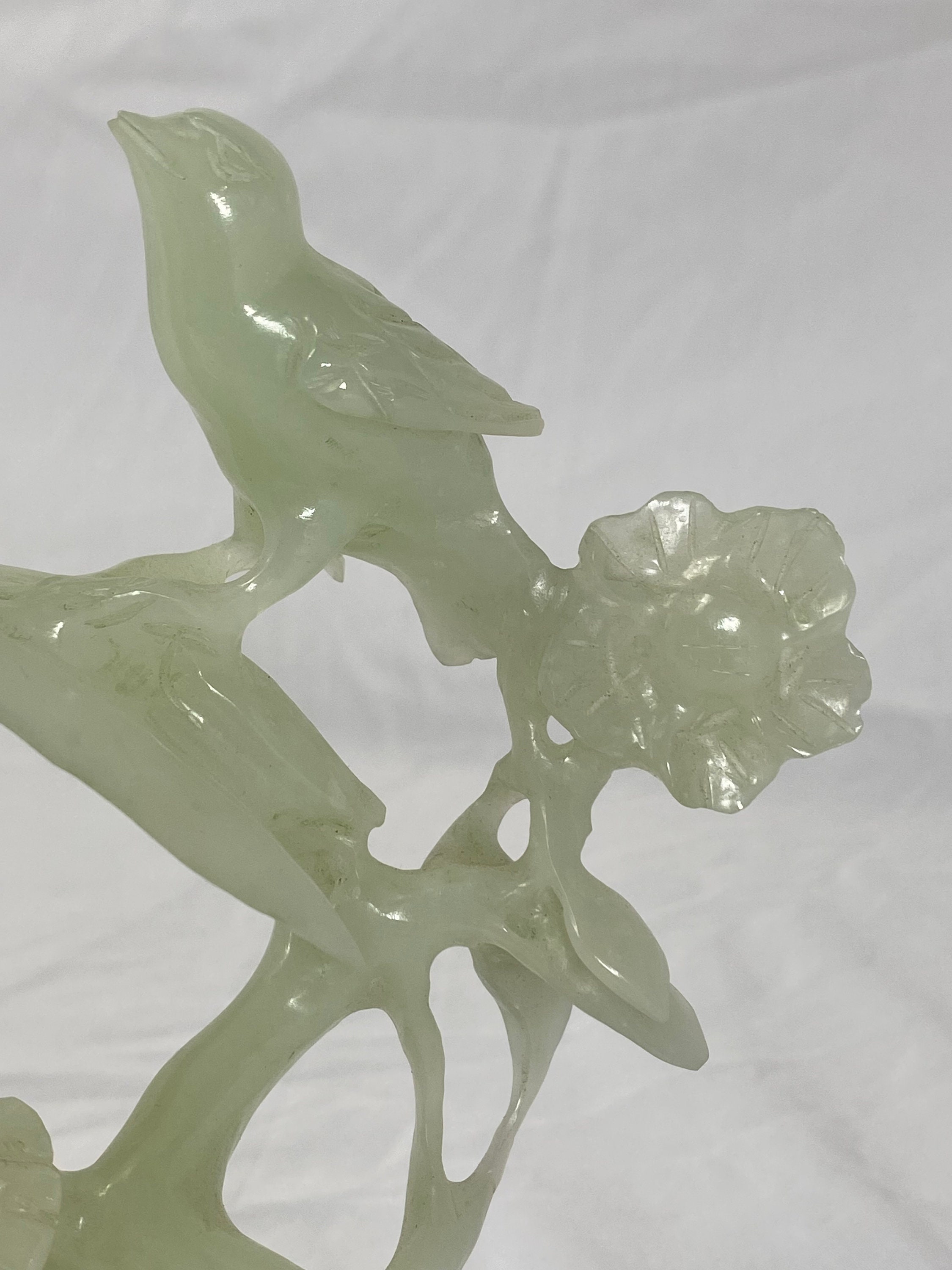 Large Vintage Chinese Bowenite jade Carving Three Birds 8 - Etsy
