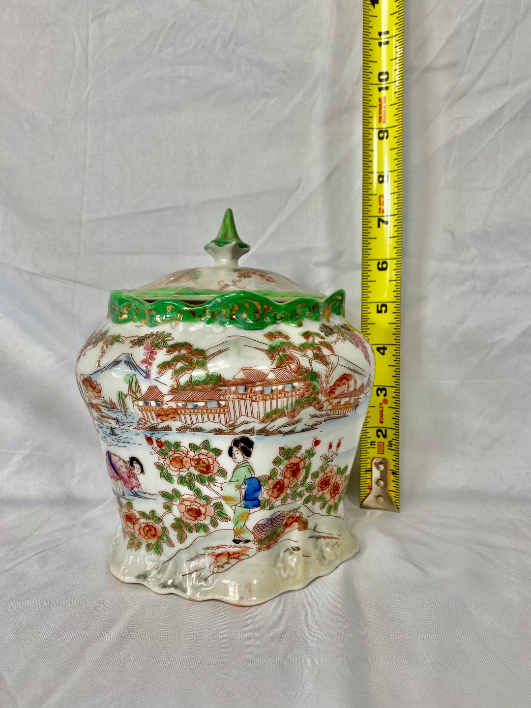 Vintage Chinese Hand Painted Porcelain Tea Jar - Etsy