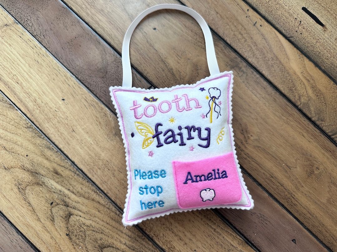 Personalized Tooth Fairy Pillow With Tooth Chart and Hanging String ...
