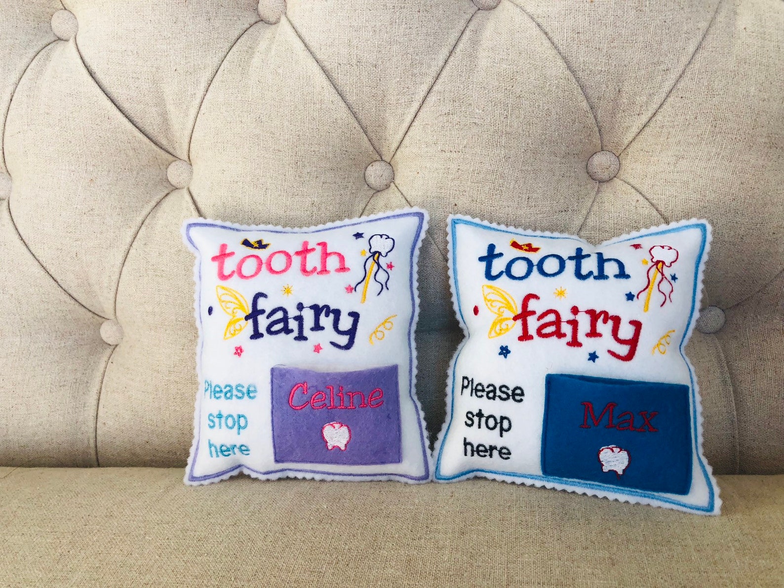 Personalized Tooth Fairy Pillow Boy With Tooth Chart Custom | Etsy