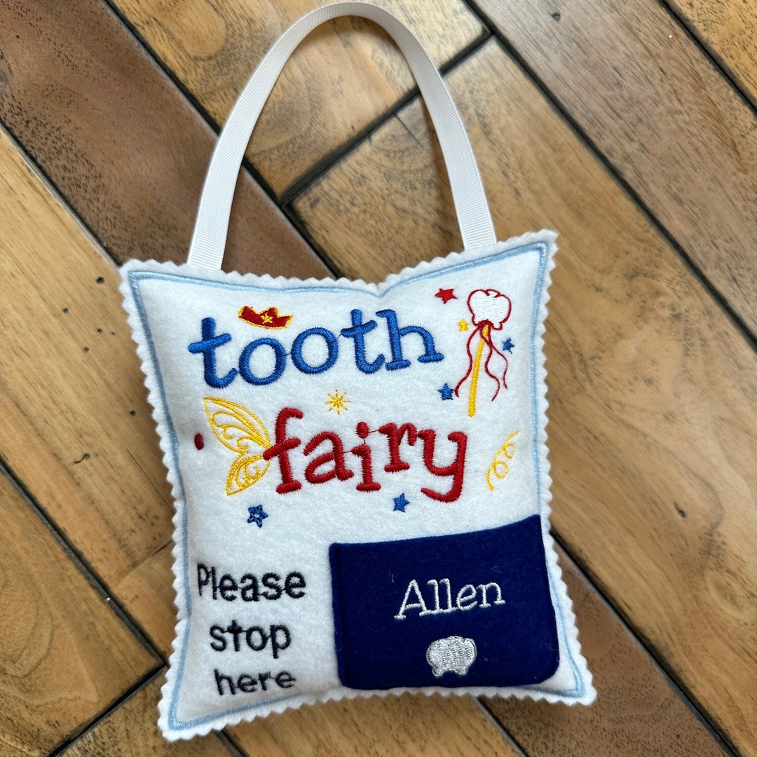 Personalized Tooth Fairy Pillow With Tooth Chart and Hanging String ...