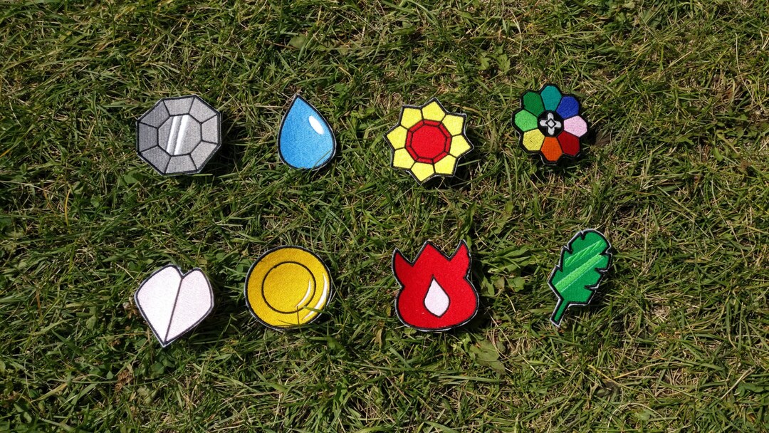 Iron-on Pokemon Embroidered Badges, Kanto Indigo League, Boulder ...