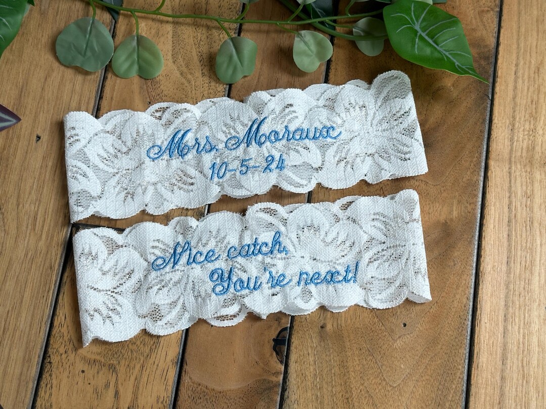 Wedding Garters, Bride Garters, Custom Mrs Monogrammed Garters, Bride ...