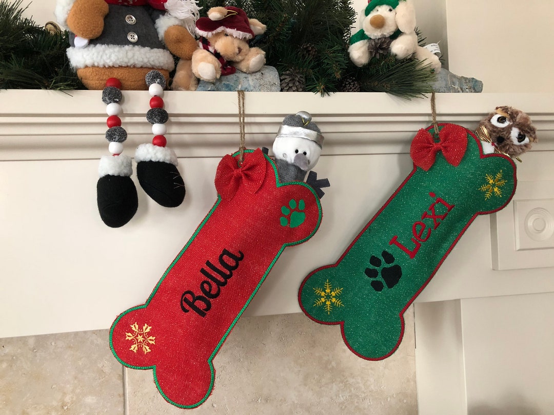 Holiday Stocking Pet Personalised, Burlap Dog Stocking With Pawpring ...