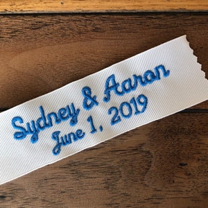 Wedding Dress Label Embroidered on Ribbon, Custom Monogramed ...