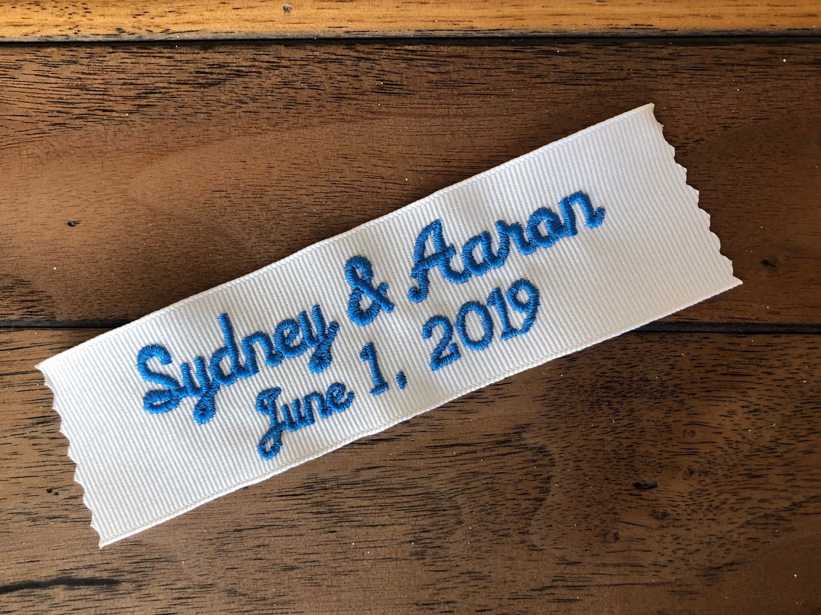 Wedding Dress Label Embroidered on Ribbon. Monogramed Gown - Etsy