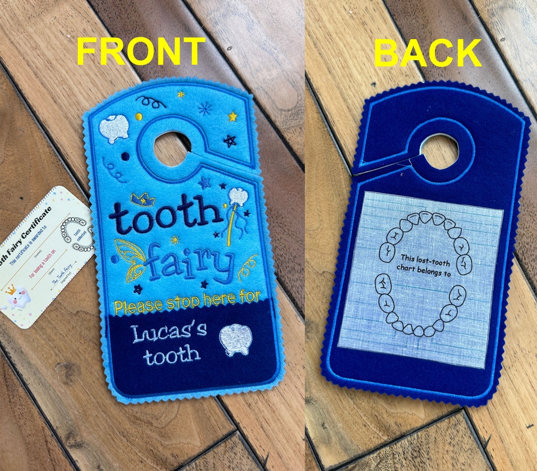 Tooth Fairy Door Hanger, Personalized Tooth Pocket, Please Stop Here ...