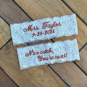 Wedding Garters, Bride Garters, Custom Mrs Monogrammed Garters, Bride ...