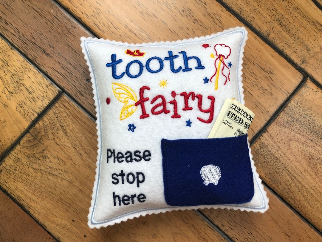 Tooth Fairy Pillow With Tooth Chart, Handmade Tooth Holder With Pocket ...