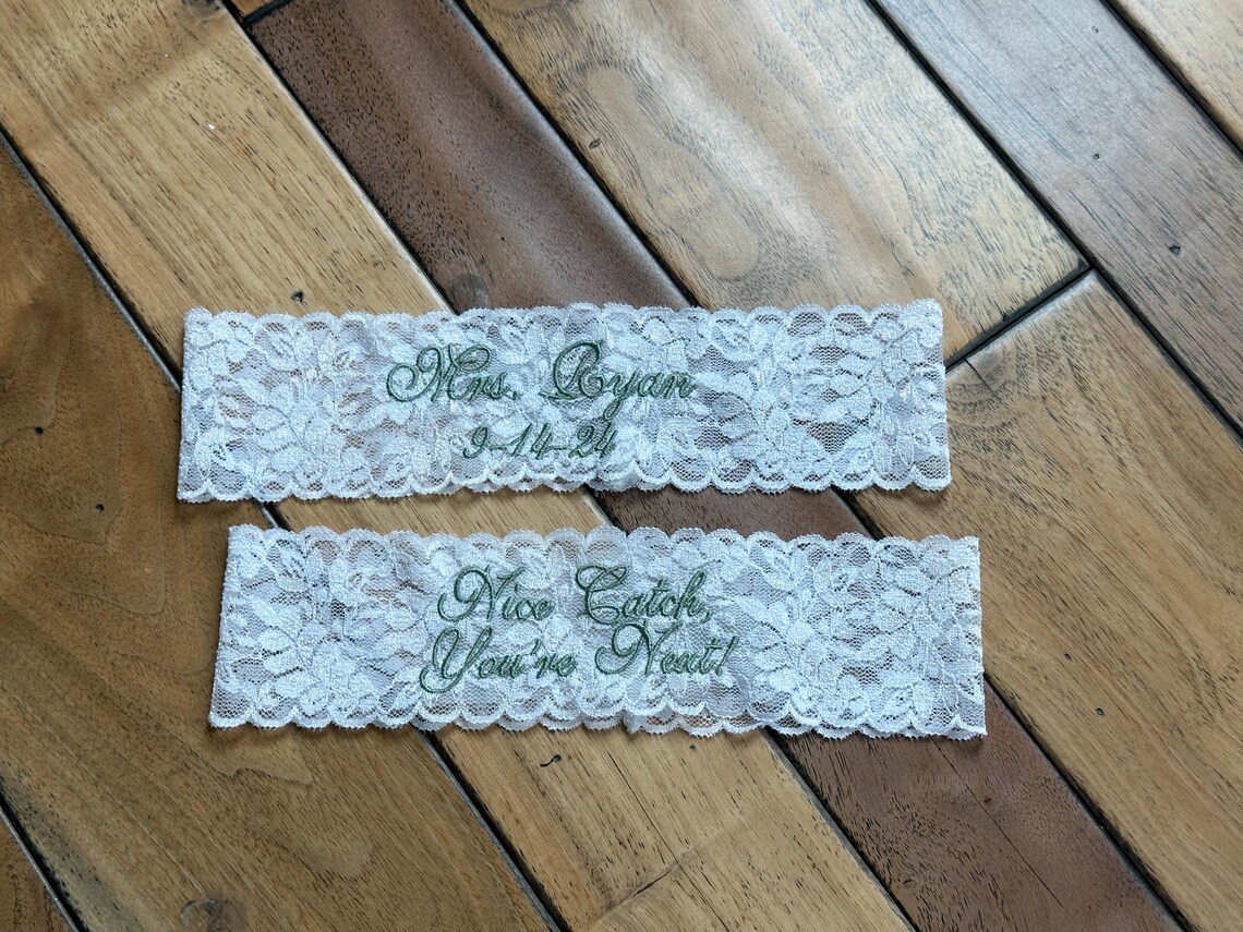 Personalized Wedding Garters for Brides, Custom Mrs Lace Garters ...