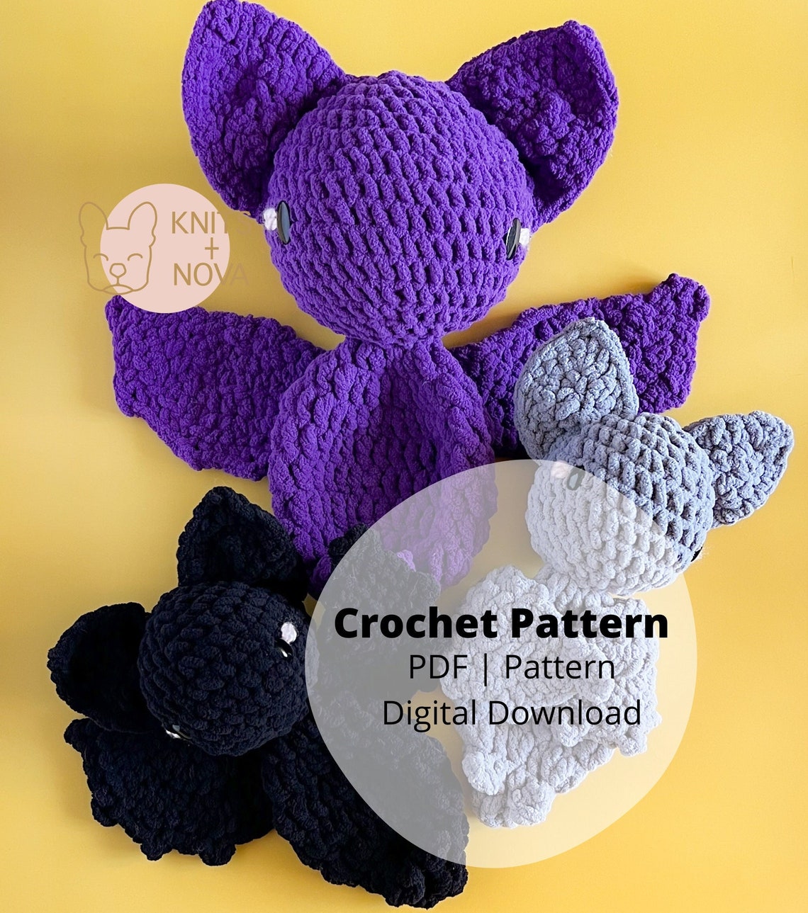 Bitty Batty Crochet Pattern Crochet Bat Halloween - Etsy