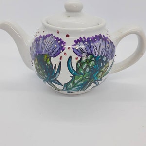 Hand Painted Thistle Tea Set, Flower of Scotland Tea Set, Thistle Tea ...