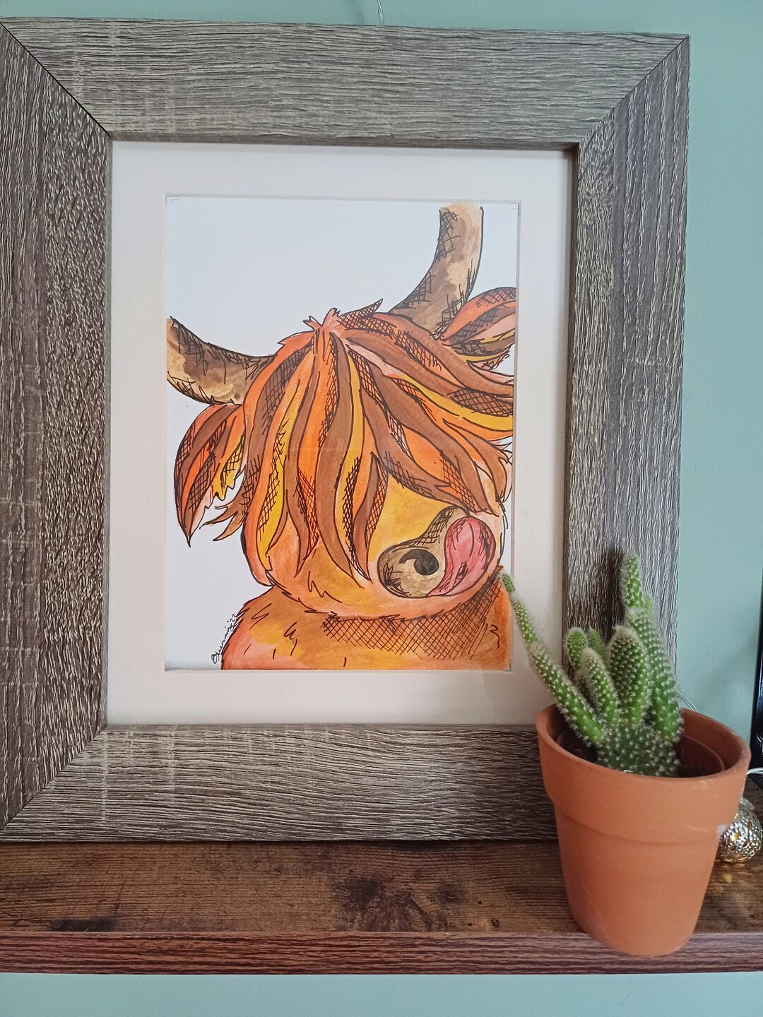Cheeky Hairy Coo Original Artwork, Watercolour and Pen, One of a Kind ...