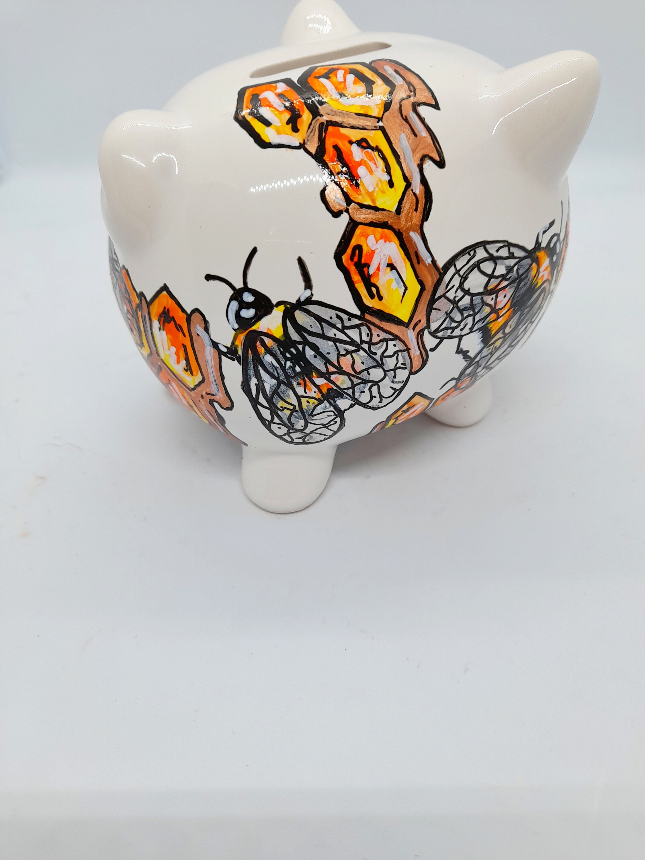 Honey Bee Piggy Bank Hand Painted Ceramic Piggy Bee Piggy - Etsy