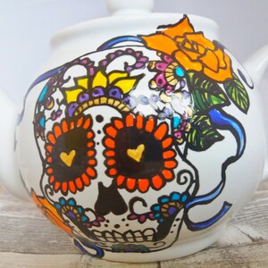 Handpainted Teapot/ Sugar Skull Teapot/ Tea Lovers Teapot/ Floral ...