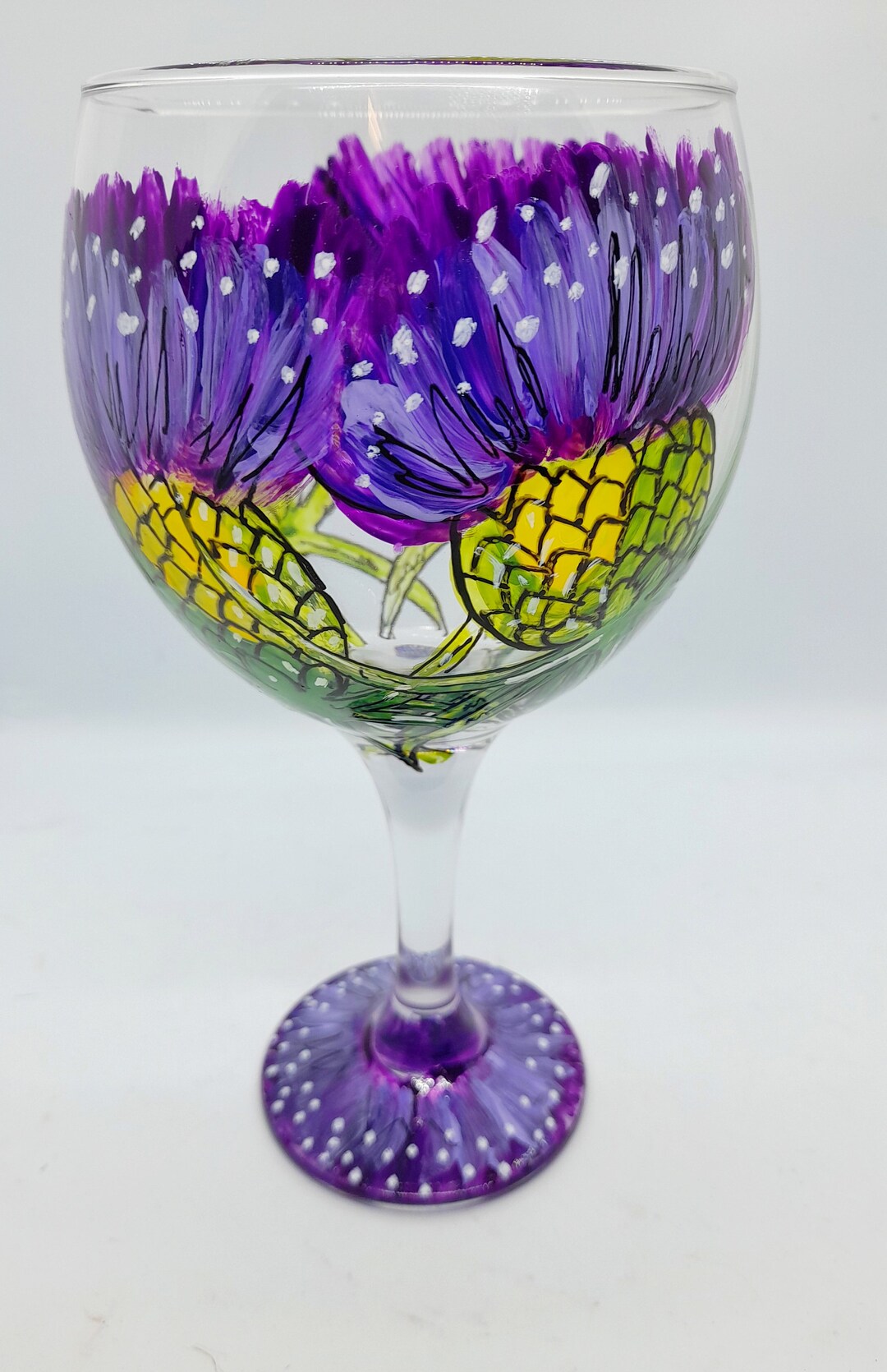 Thistle Gin Glass, Hand Painted Gin Glass, Thistle Art, Scottish Decor ...